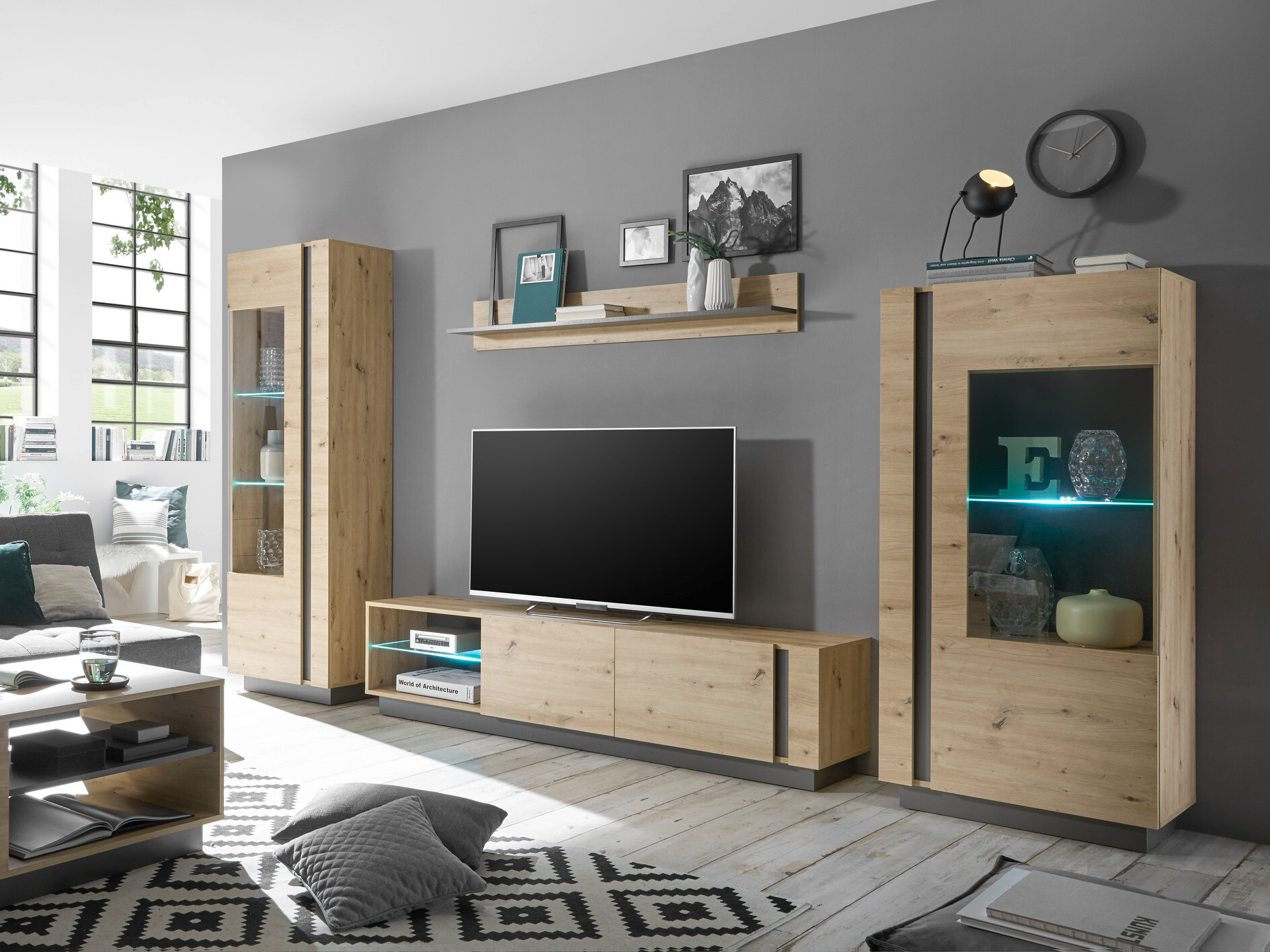 Conjunto de salón Veropho 110 (Roble Artisan + Grafito) - Muebles para ...