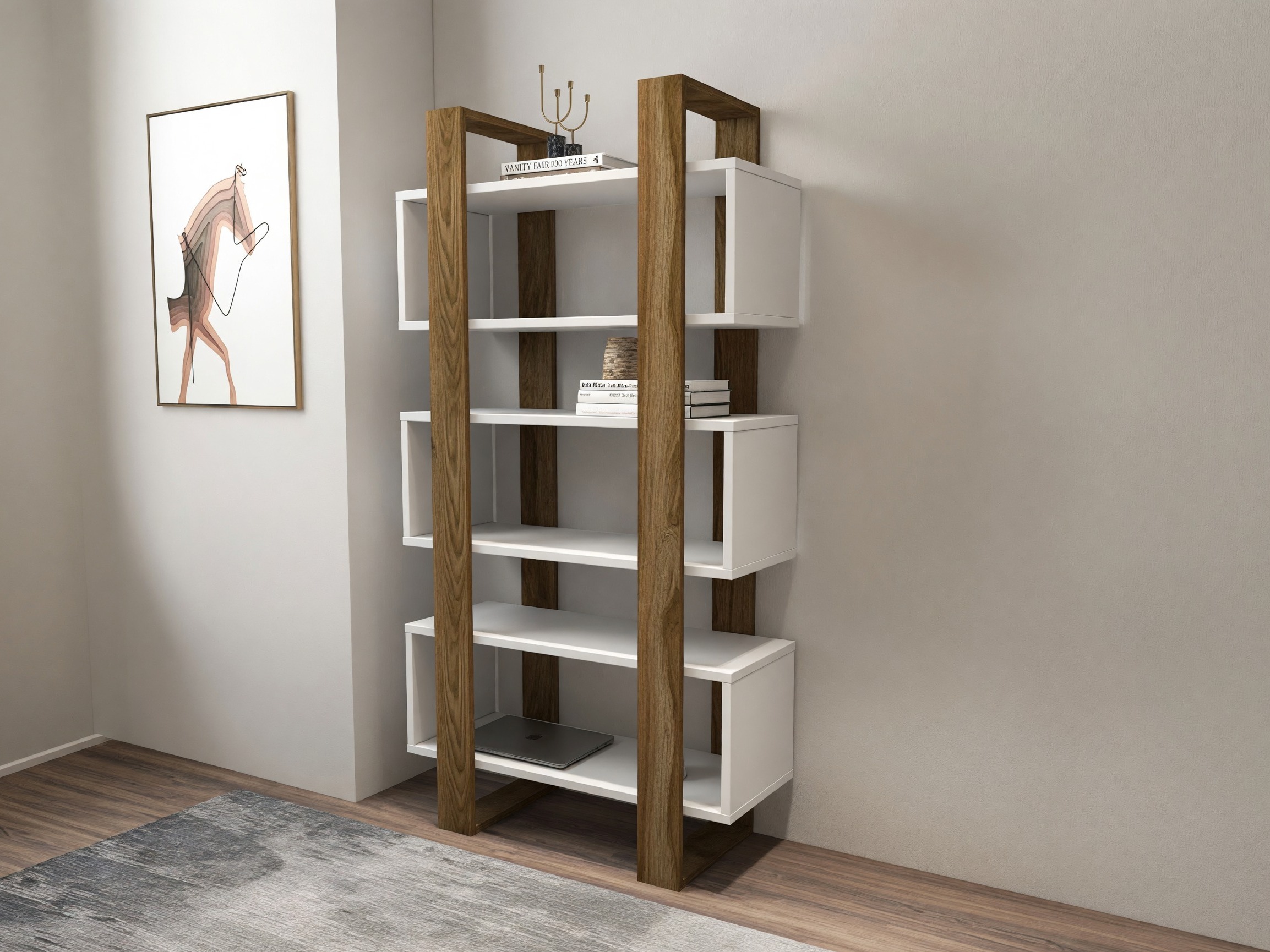 Estantería Kailua 2762 (Blanco + Nogal) | Muebles.es